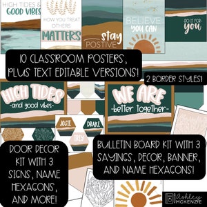 Ocean Classroom Decor Calm Coastal Bulletin Board Ideas Editable ...