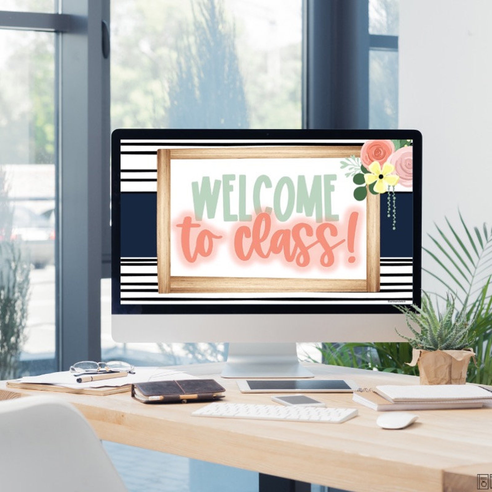 Boho Rainbow Flowers Google Slides and Powerpoint Templates - Etsy