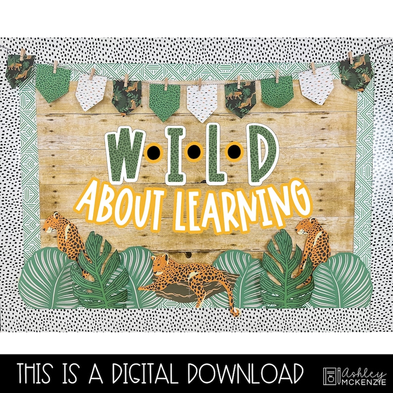 Back to School Bulletin Board Kit Modern Jungle Themed Classroom Decor ...