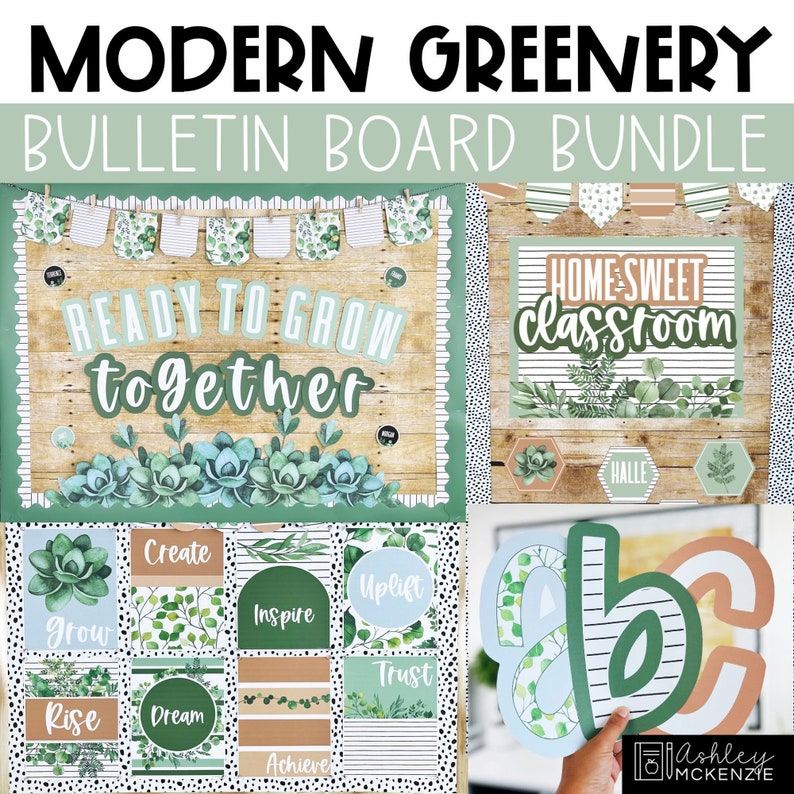 Modern Greenery Back to School Classroom Decor Bulletin Board - Etsy