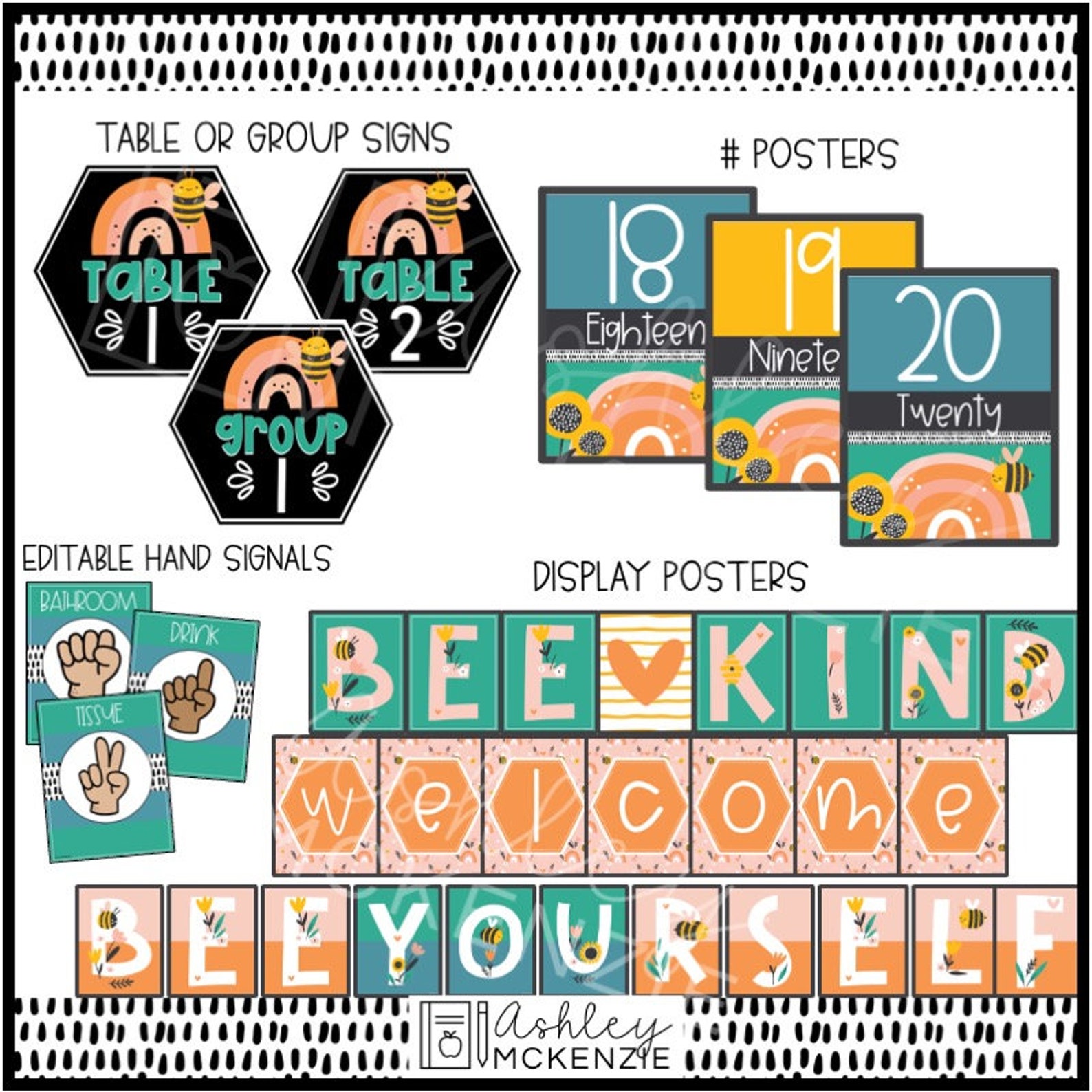 Honey Bee Classroom Decor Bundle Easy and Modern Classroom - Etsy España