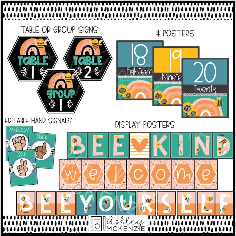 Honey Bee Classroom Decor Bundle Easy and Modern Classroom - Etsy España