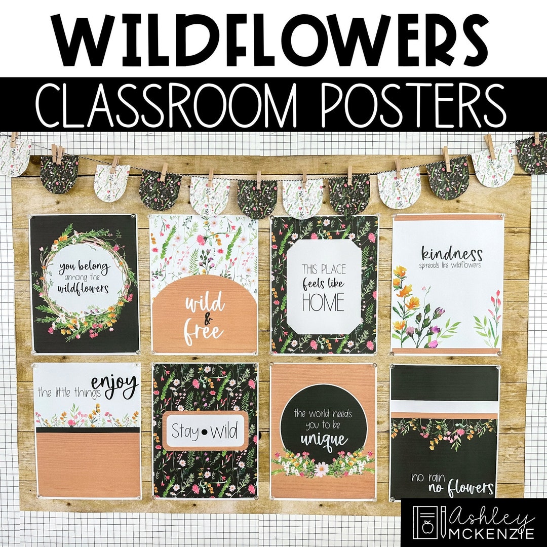 Wildflowers Themed Classroom Posters, Easy and Modern Classroom ...