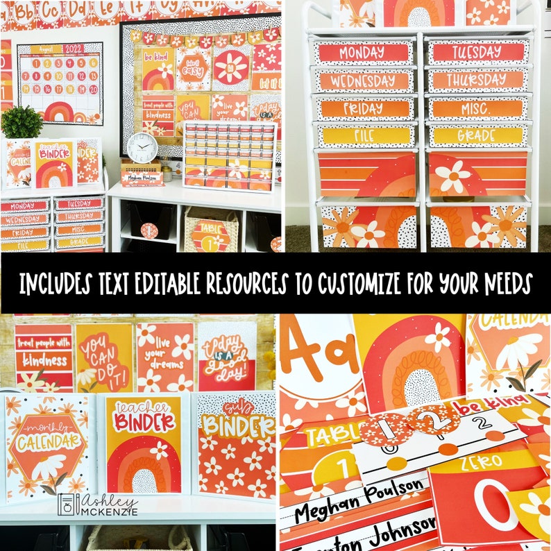 Daisy Themed Classroom Decor Bundle Bright Colors Editable Classroom ...