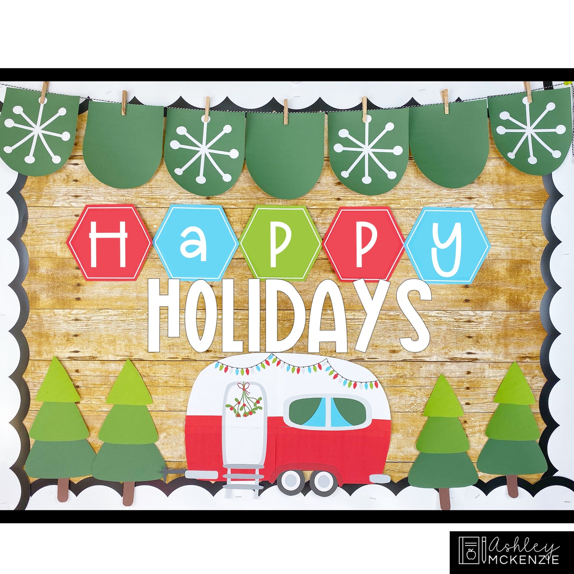 Christmas Bulletin Board or Classroom Door Decor, Camper Theme, Easy ...