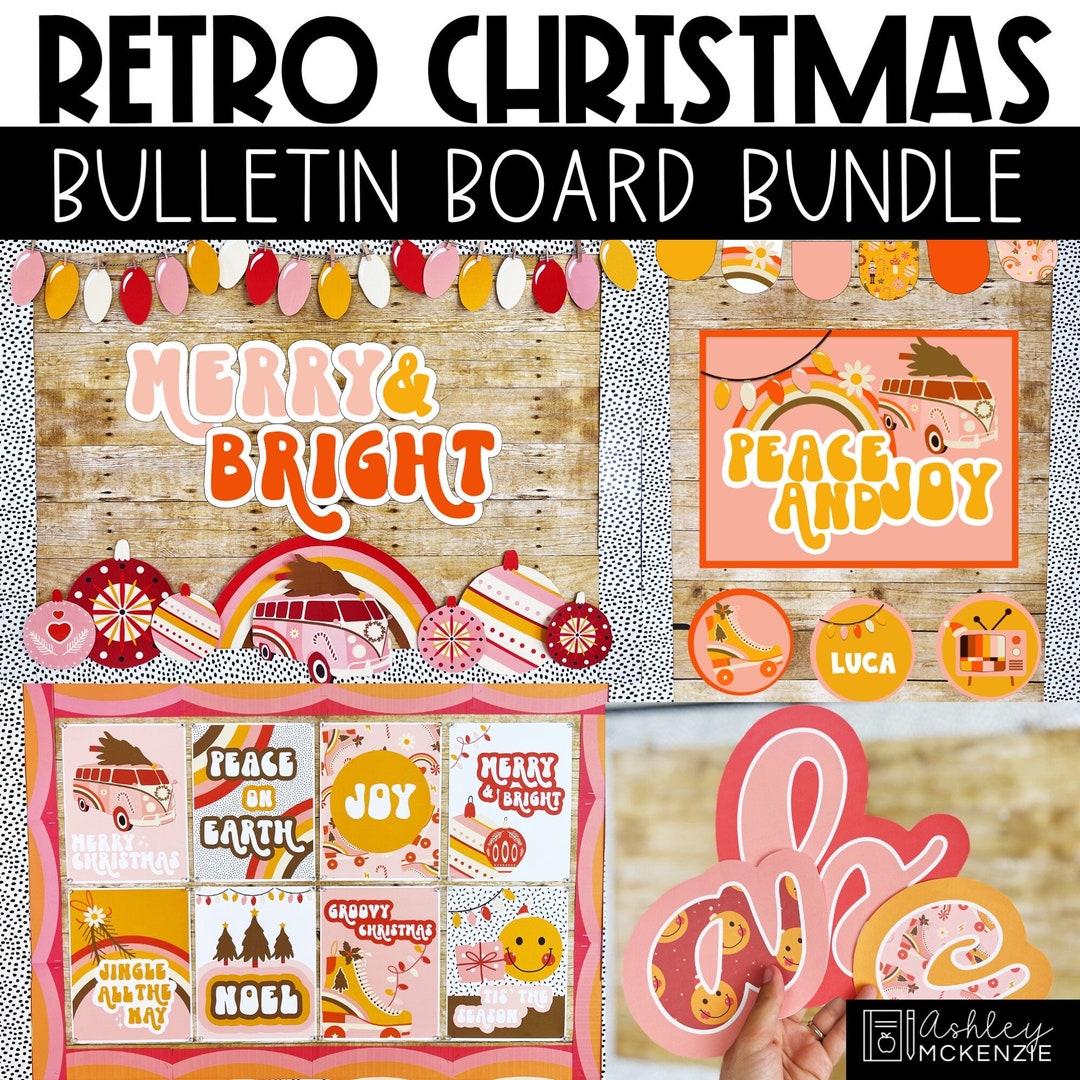Retro Christmas Classroom Decor, Bulletin Board Kit, Classroom Posters ...