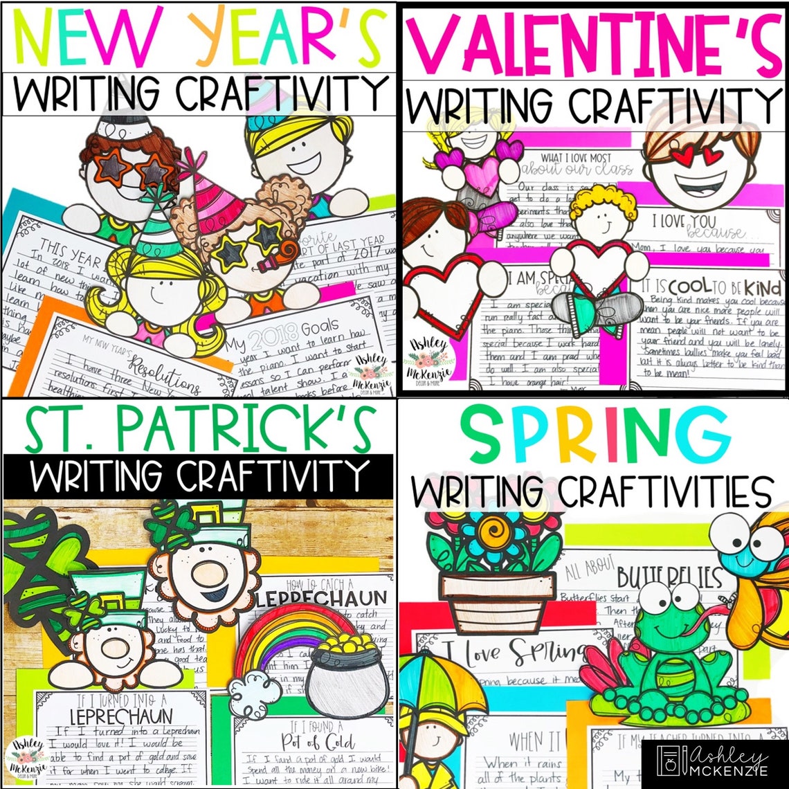 Seasonal Writing Crafts Bundle, Creative Writing Prompts for Holidays ...