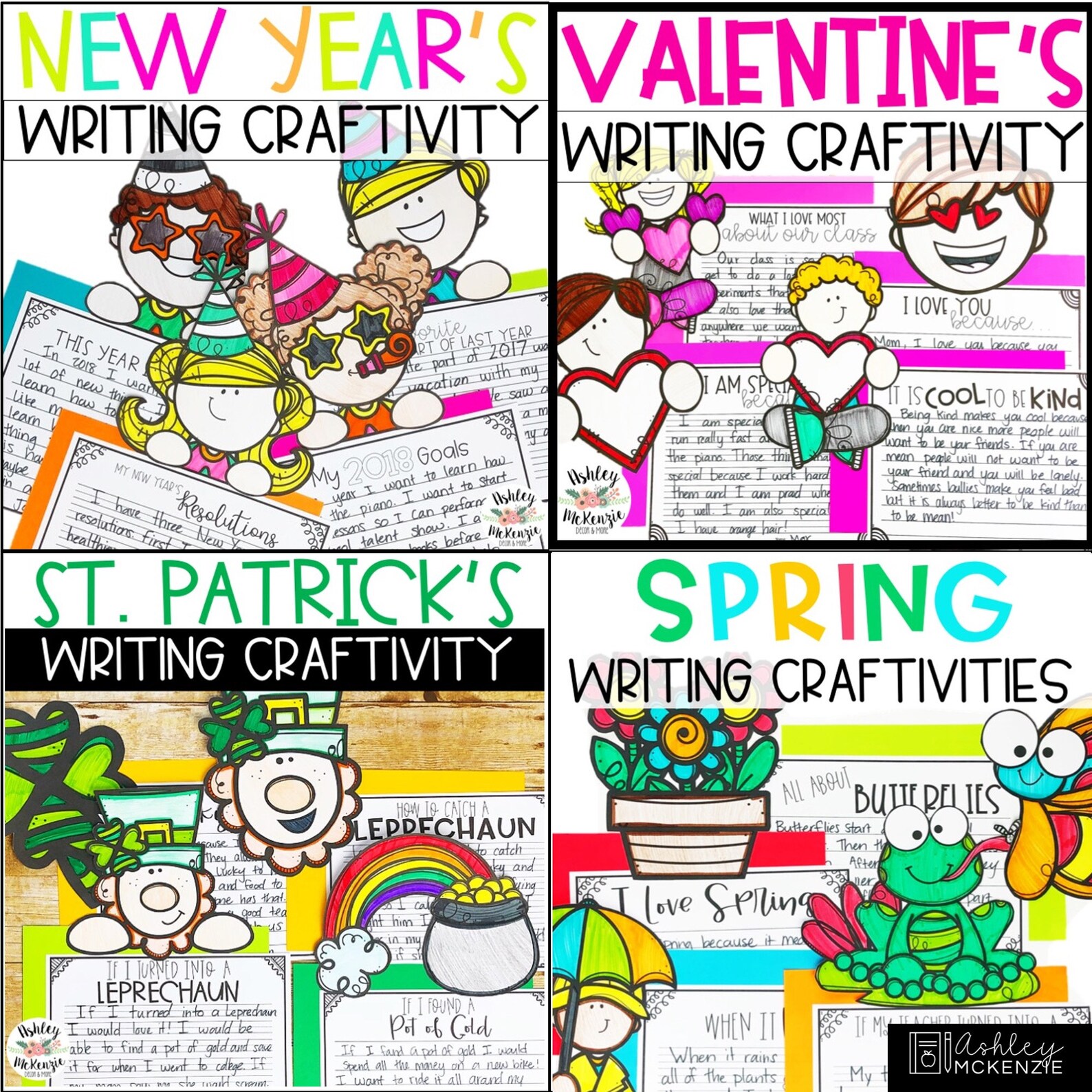 Seasonal Writing Crafts Bundle, Creative Writing Prompts for Holidays ...