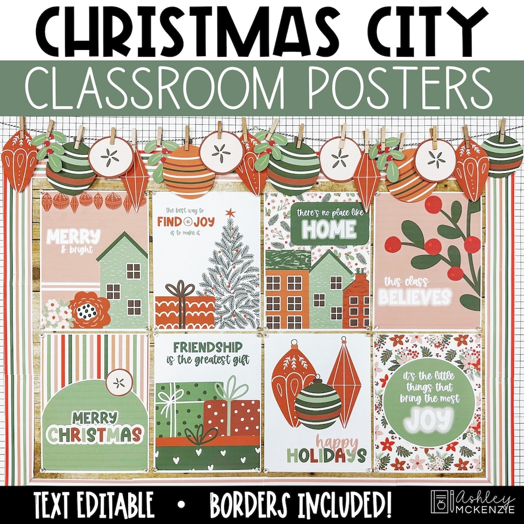 Christmas City Classroom Posters, Winter Class Decor, Easy Holiday ...