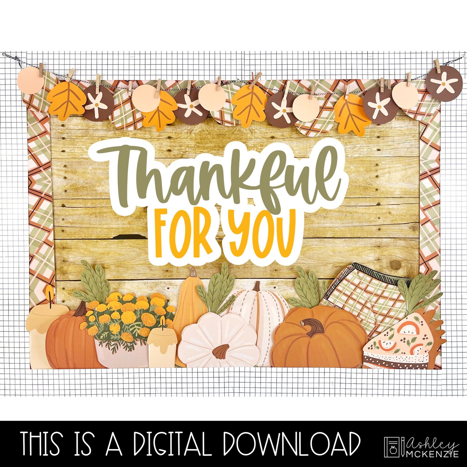 Modern Thanksgiving Bulletin Board Kit November Theme Easy - Etsy