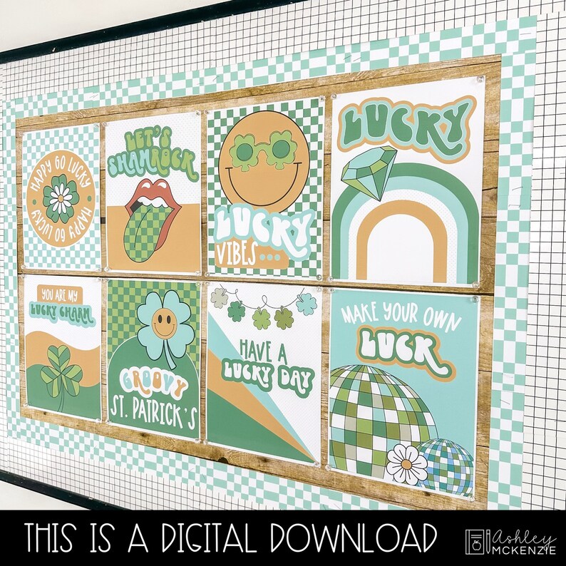 Retro St. Patrick's Day Classroom Posters Spring Holiday - Etsy