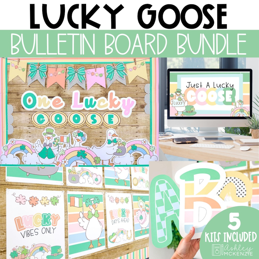 St. Patrick's Day Bulletin Board Bundle Lucky Goose March Daily Slides ...