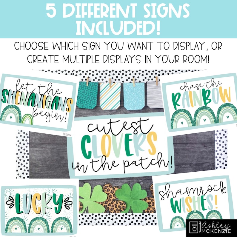 St. Patrick's Day Clovers Bulletin Board or Classroom Door Decor, Easy ...
