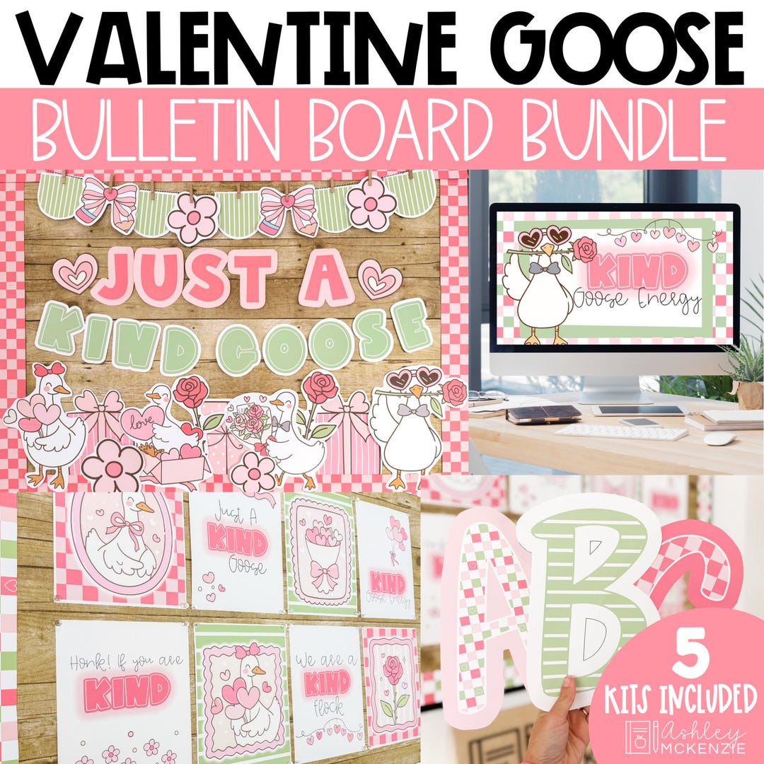 Valentine's Day Bulletin Board Bundle Valentine Goose February Daily ...