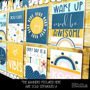 Boho Rainbow Classroom Decor, Bulletin Board Kit, Classroom Posters ...