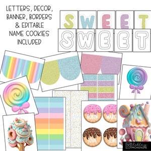 Pastel Sweets Back to School Bulletin Board Kit Pastel Classroom Door ...