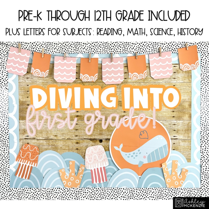 Boho Ocean Back to School Classroom Decor, Bulletin Board Kit ...