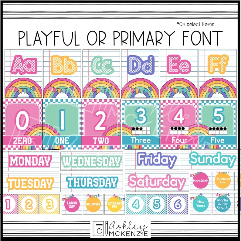 Bright Rainbow Classroom Decor Bundle Back to School Bulletin Board ...