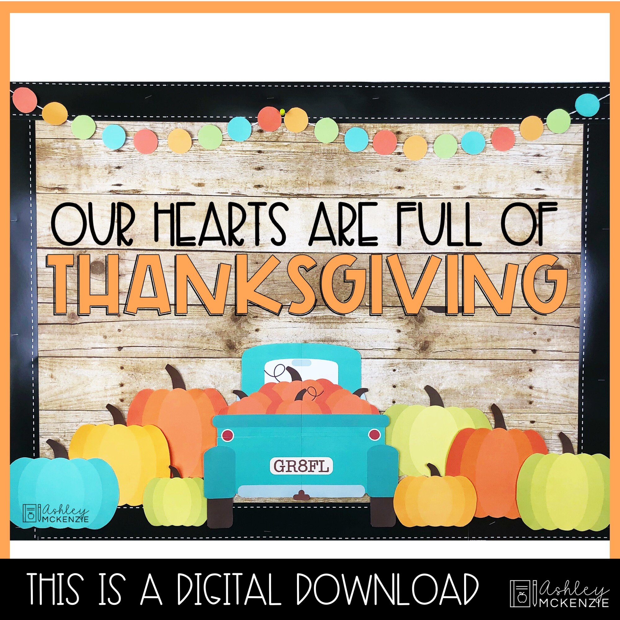 Thanksgiving Bulletin Board Kit, Blue Truck Theme, Easy Holiday ...