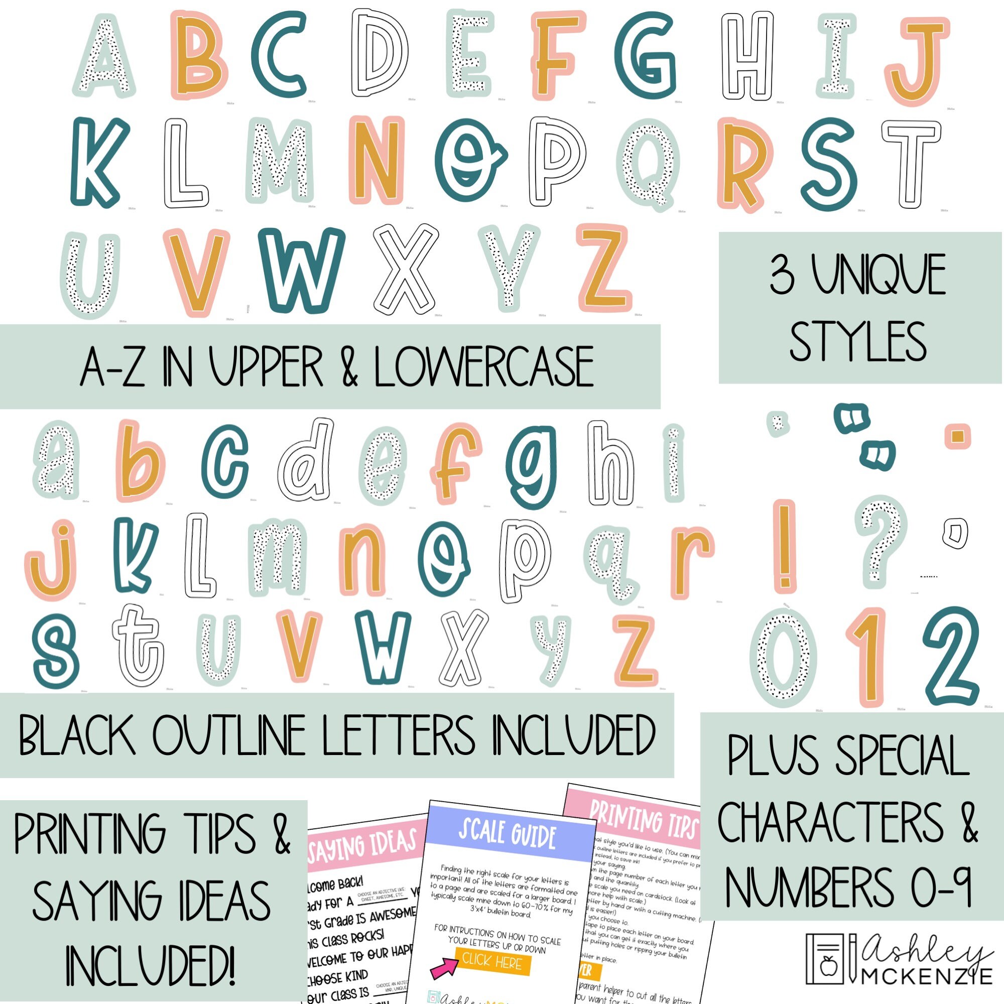 Calm Terrazzo Classroom Decor, Printable Bulletin Board Letters, A-Z ...