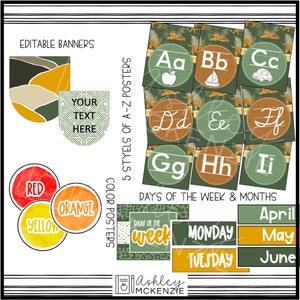Modern Jungle Classroom Decor Bundle Calm Colors Nature Themed Bulletin ...