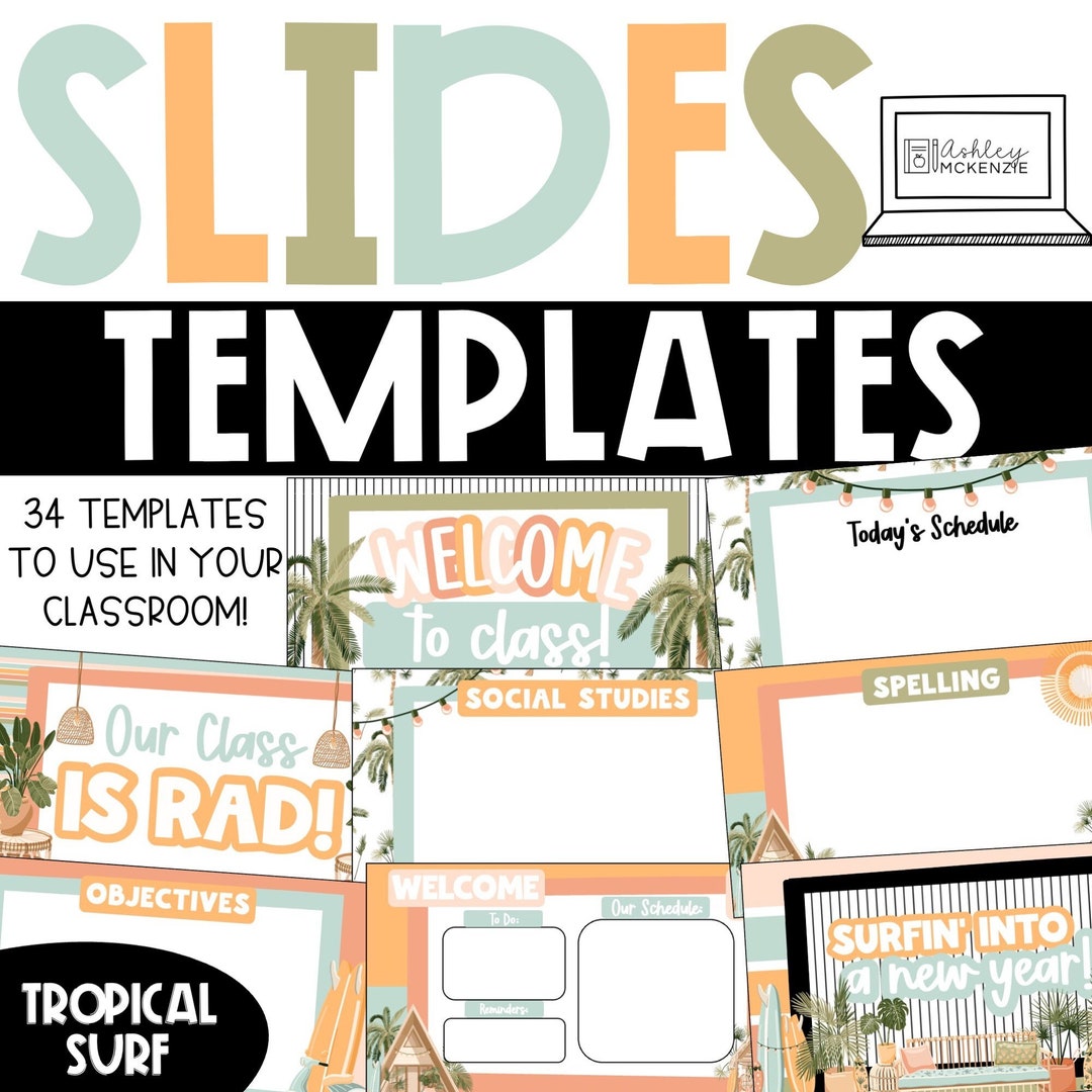 Tropical Surf Google Slides and Powerpoint Templates, Modern Class ...
