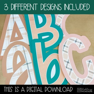 Modern Plaid Classroom Decor, A-Z Bulletin Board Letters, Punctuation ...