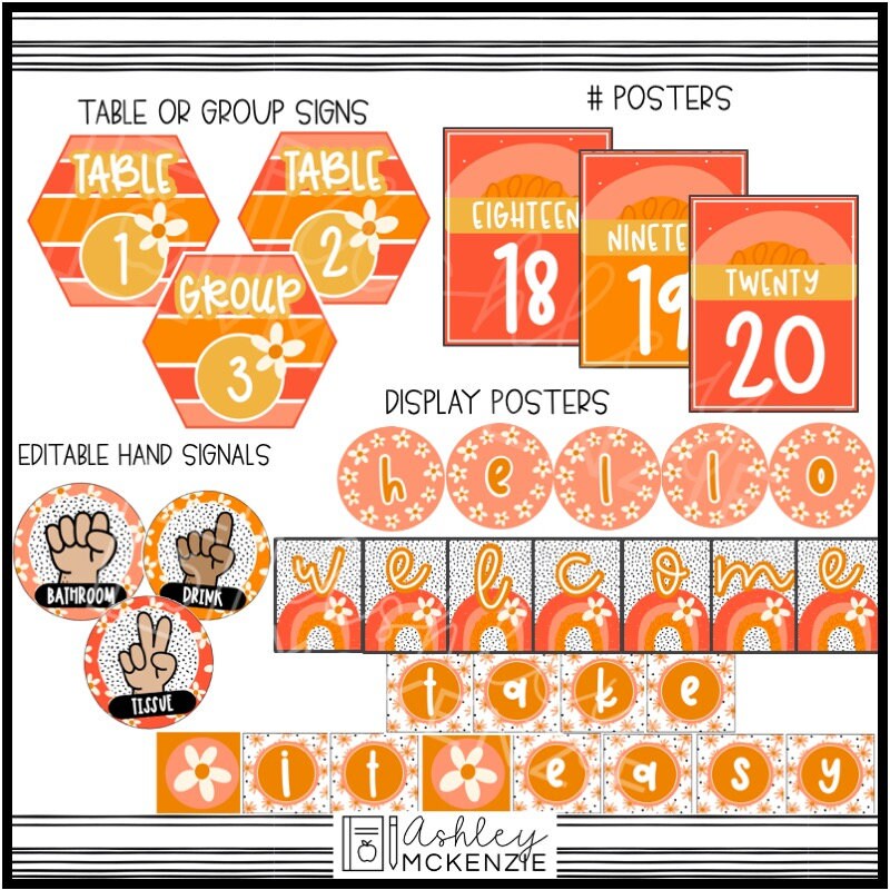 Daisy Themed Classroom Decor Bundle Bright Colors Editable Classroom ...
