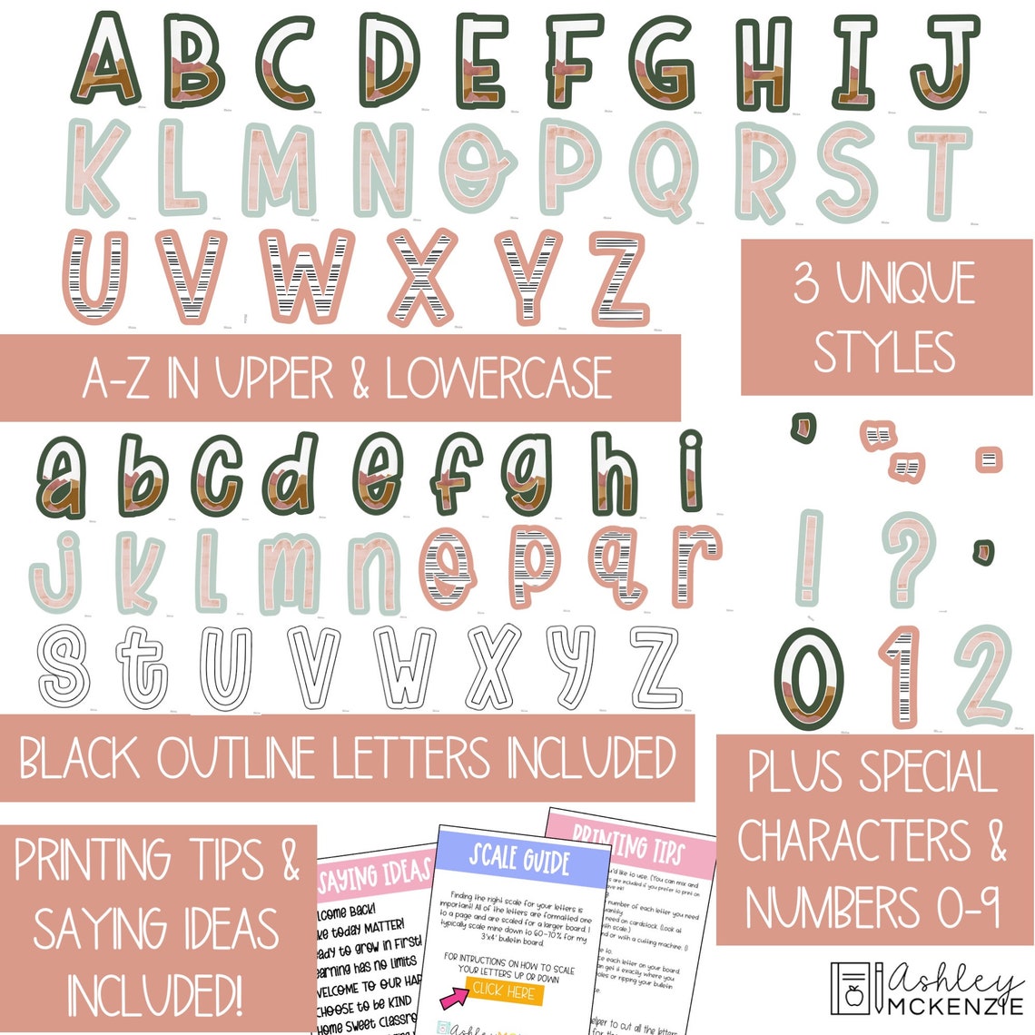 Boho Desert Classroom Decor A-Z Bulletin Board Letters - Etsy