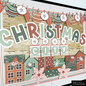 Christmas City Bulletin Board Kit, Winter Classroom Decor, Easy Holiday ...