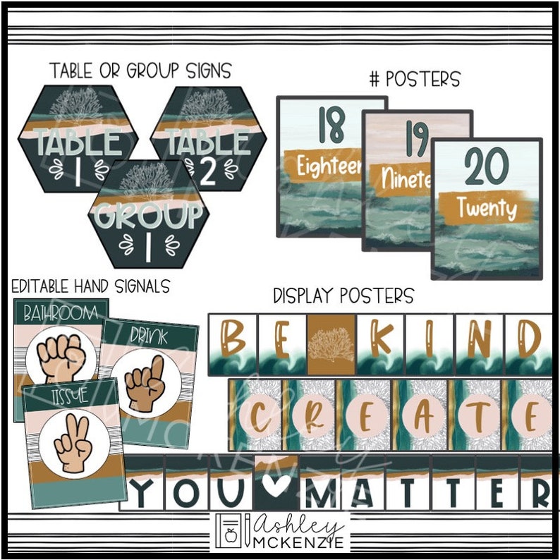 Calm Coastal Classroom Decor Theme Calming Classroom Decor Bundle ...