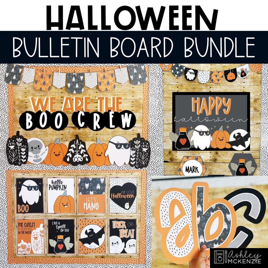 Halloween Bulletin Board Ideas We Are the Boo Crew October Door Decor ...