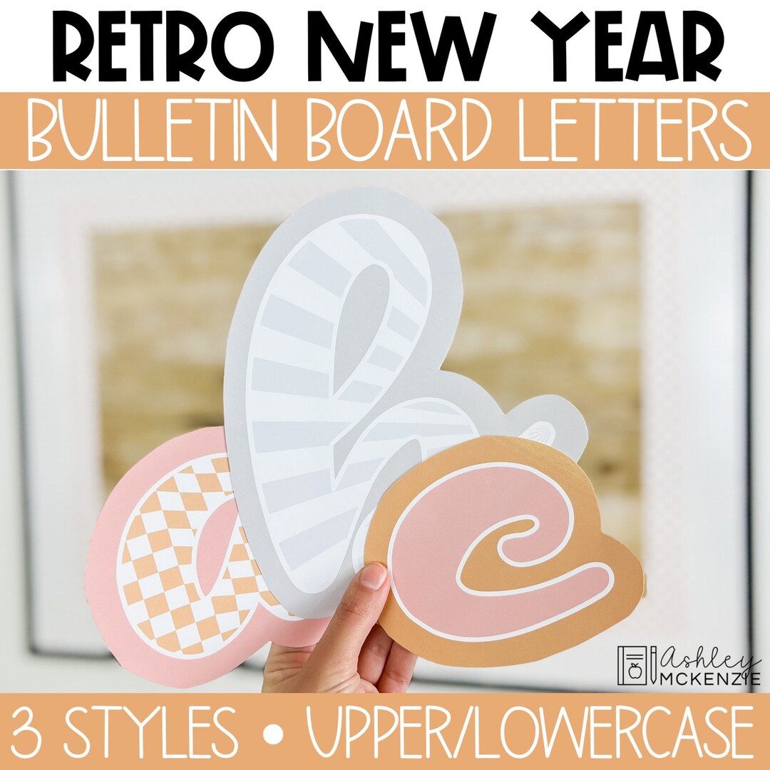 Retro New Year Classroom Decor, A-Z Bulletin Board Letters, Punctuation ...