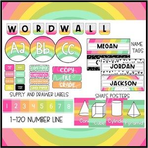 Rainbow Brights Classroom Decor Bundle, Bright Class Theme, Easy and ...