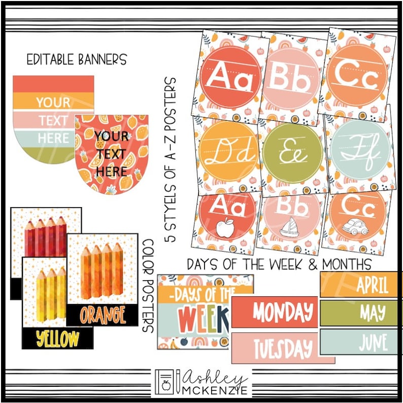 Modern Fruit Themed Classroom Decor Bundle Editable Decor - Etsy