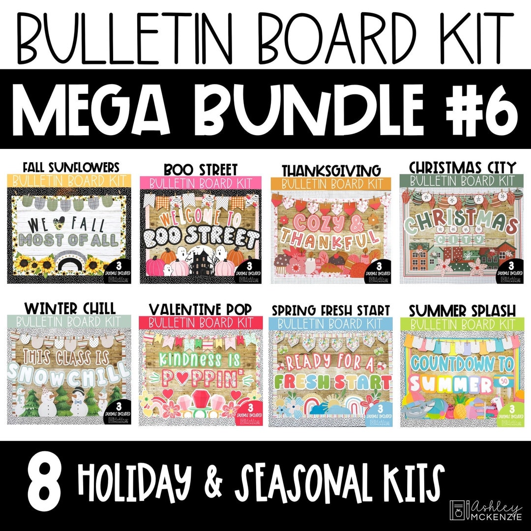 Bulletin Board Kits Bundle #6 Seasonal Classroom Decor for All Year ...