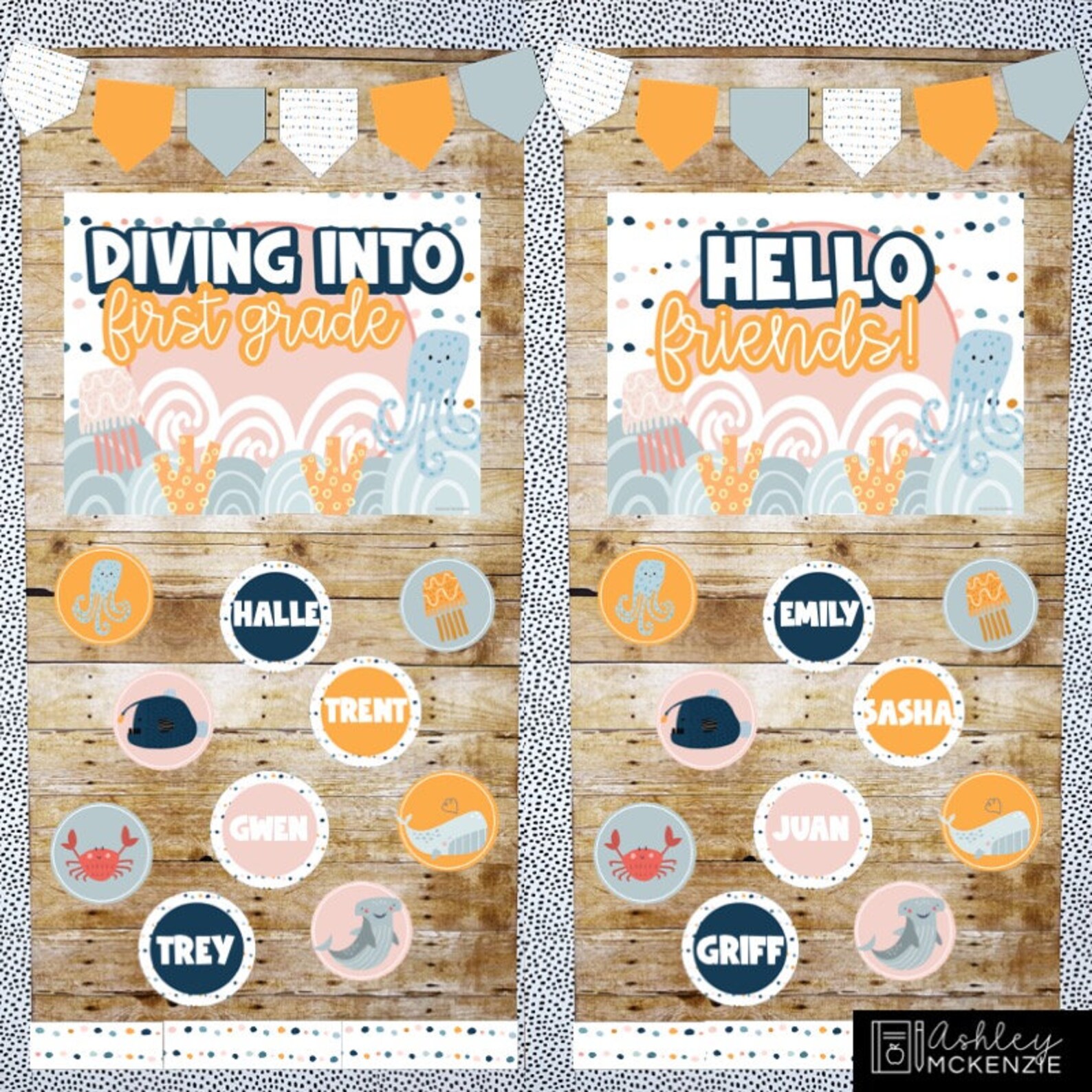 Boho Ocean Classroom Door Decor Kit Back to School Easy and - Etsy