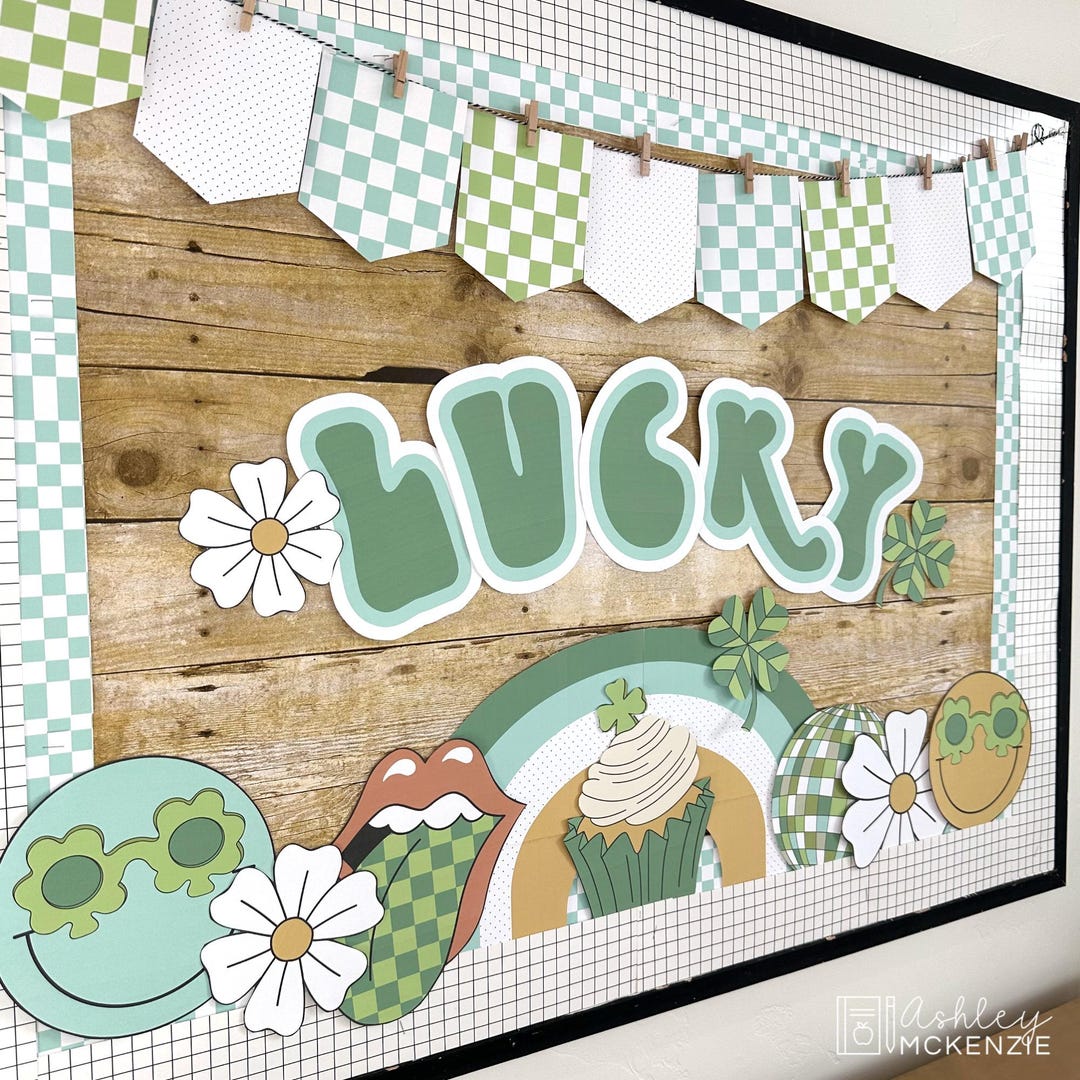 Retro St. Patrick's Day Bulletin Board Kit, Spring Holidays Theme, Easy ...