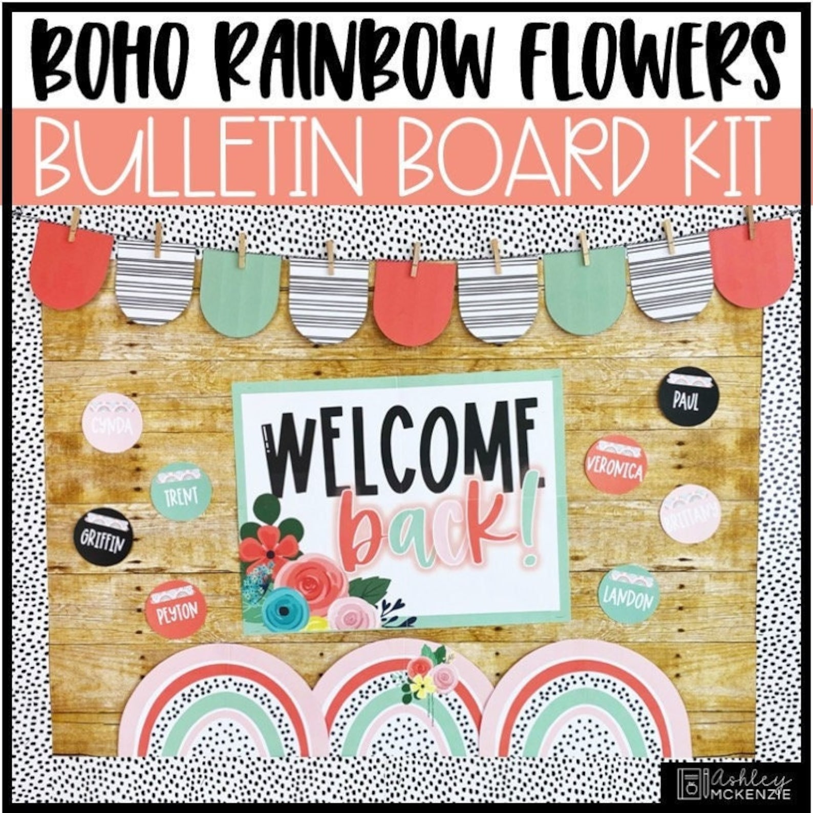 Boho Rainbow Flowers Back to School Bulletin Board or - Etsy