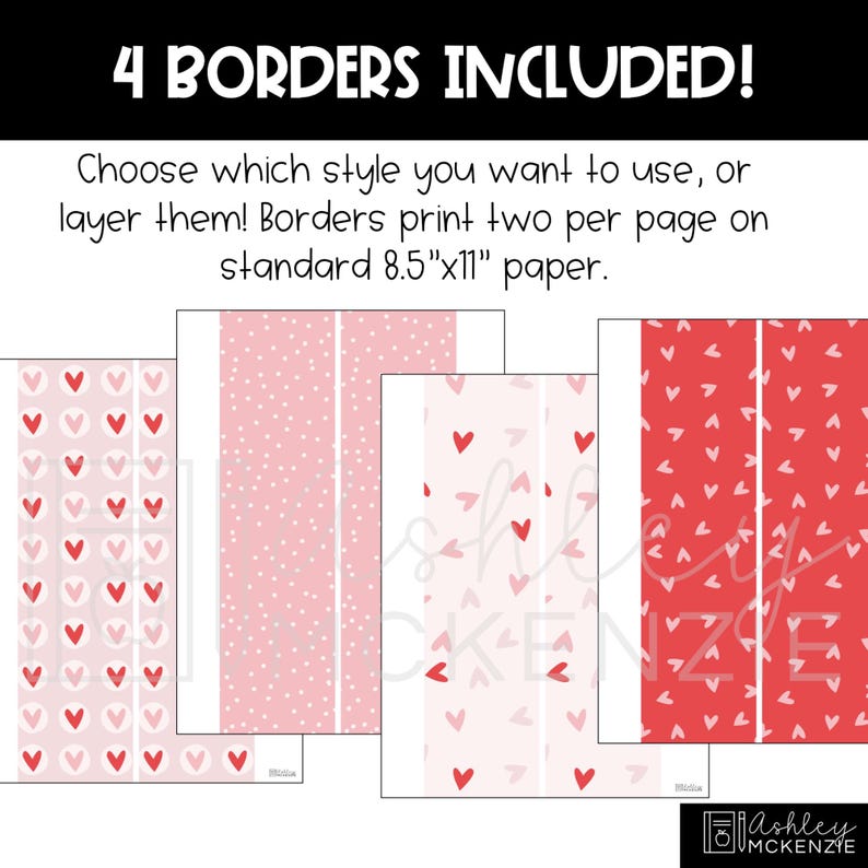 Valentine's Day Posters With Printable Bulletin Board Borders, February ...
