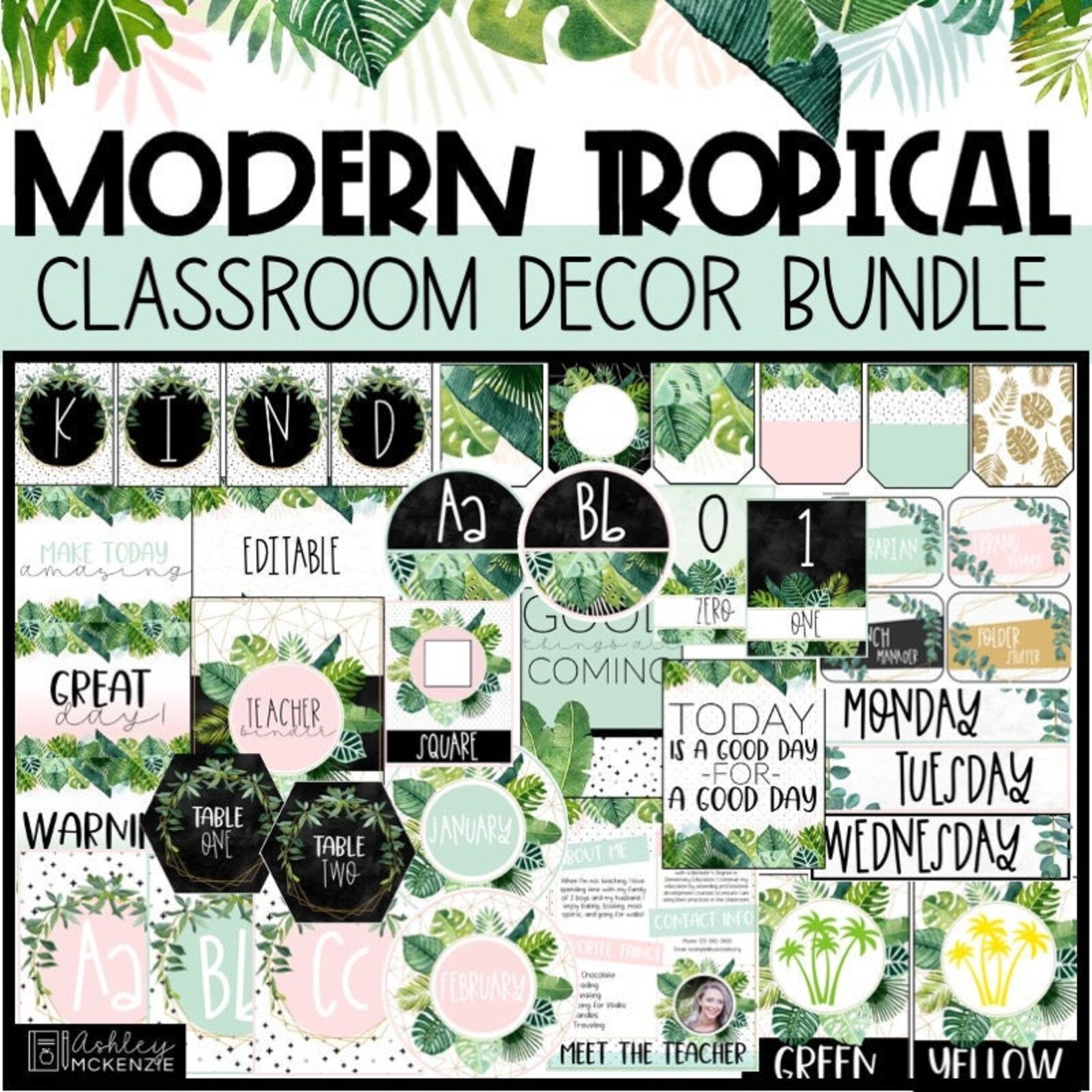 Modern Tropical Classroom Decor Bundle Calm Class Themes - Etsy