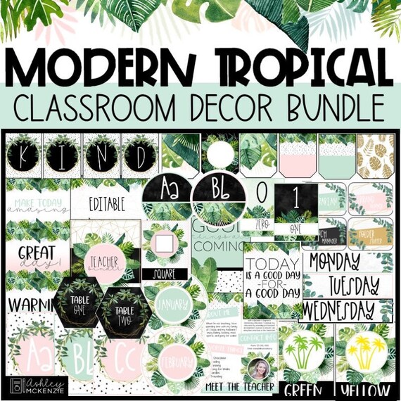 Modern Tropical Classroom Decor Bundle Easy Classroom - Etsy