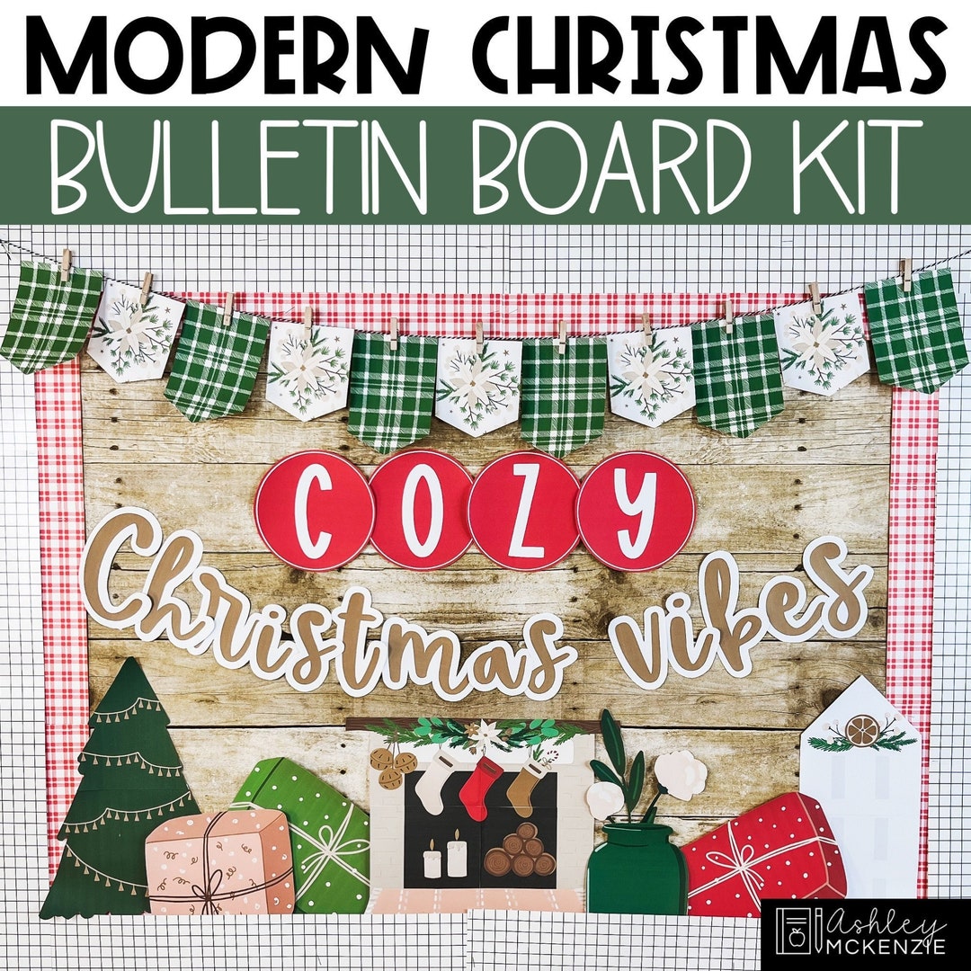 Modern Christmas Bulletin Board Kit, December Bulletin Board Ideas ...