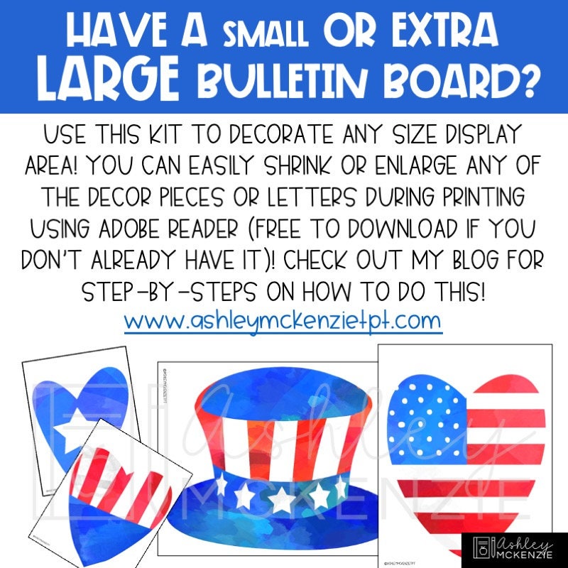 4th of July Bulletin Board Patriotic Classroom Door Decor Red White and ...
