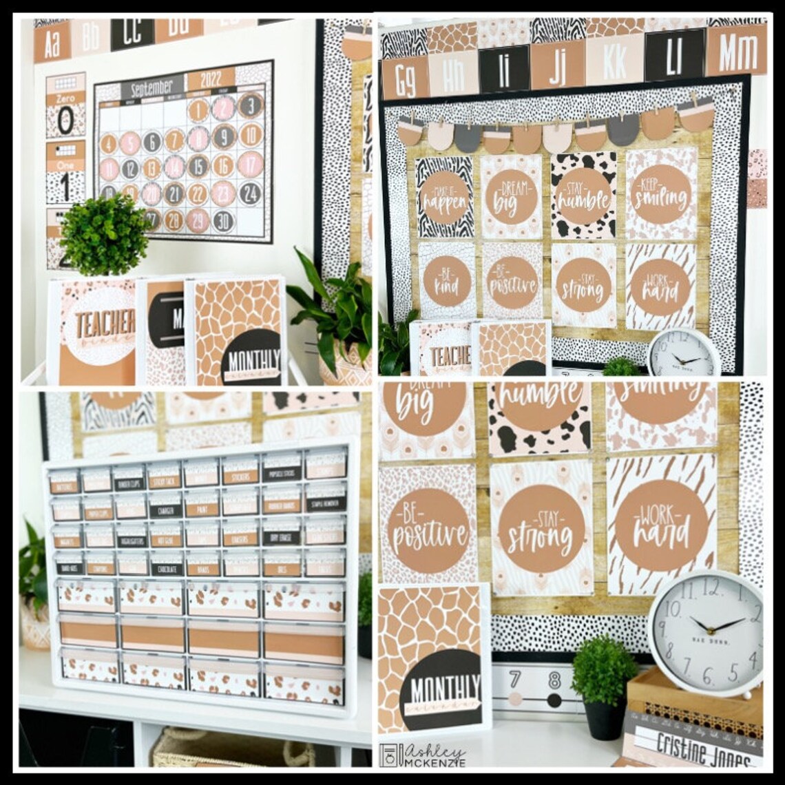 Boho Neutral Animal Print Classroom Decor Bundle Easy and - Etsy