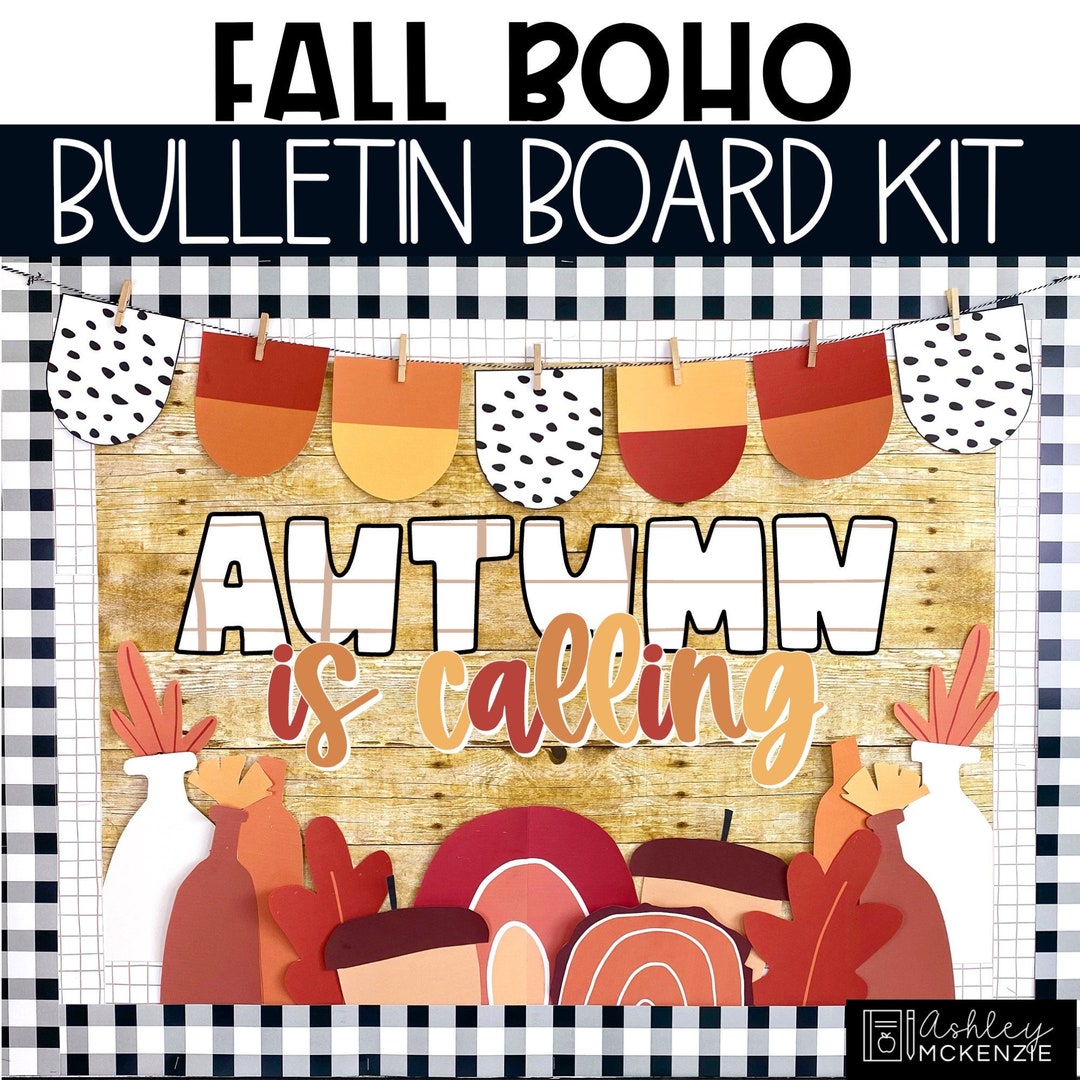 Boho Fall Bulletin Board Kit, Easy Autumn Classroom Decorations - Etsy