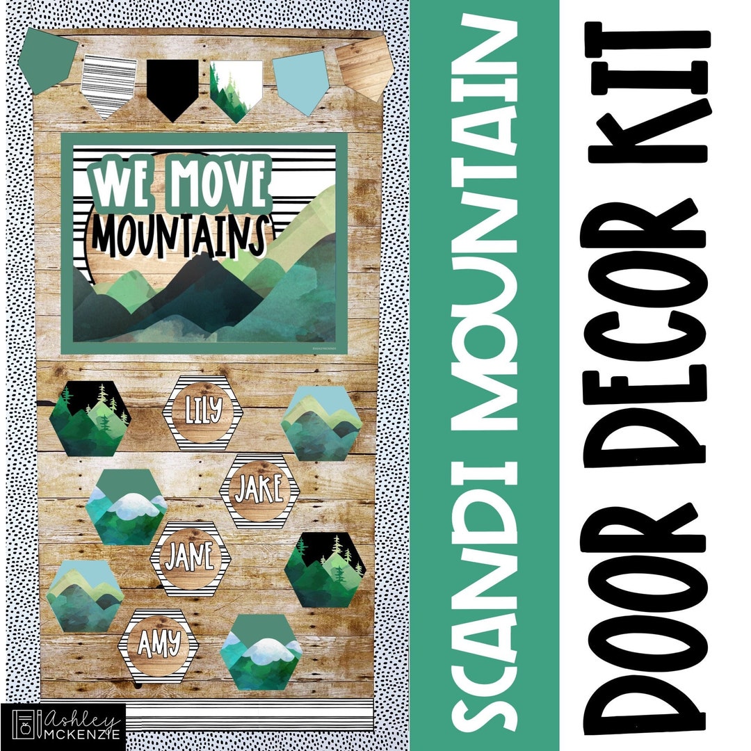 Scandi Mountains Classroom Door Decor Kit, Back to School, Easy and ...