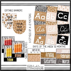 Boho Neutral Animal Print Classroom Decor Bundle, Easy and Modern ...