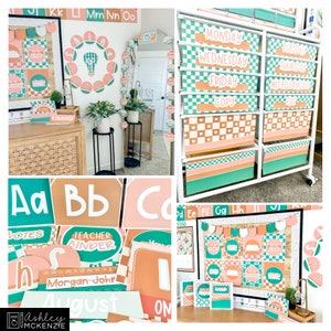 Modern Gingham Checkered Themed Classroom Decor Bundle, Editable ...