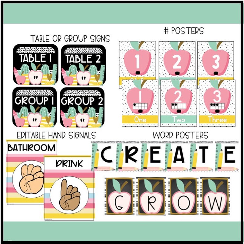 School Supplies Classroom Decor Bundle Easy and Modern - Etsy